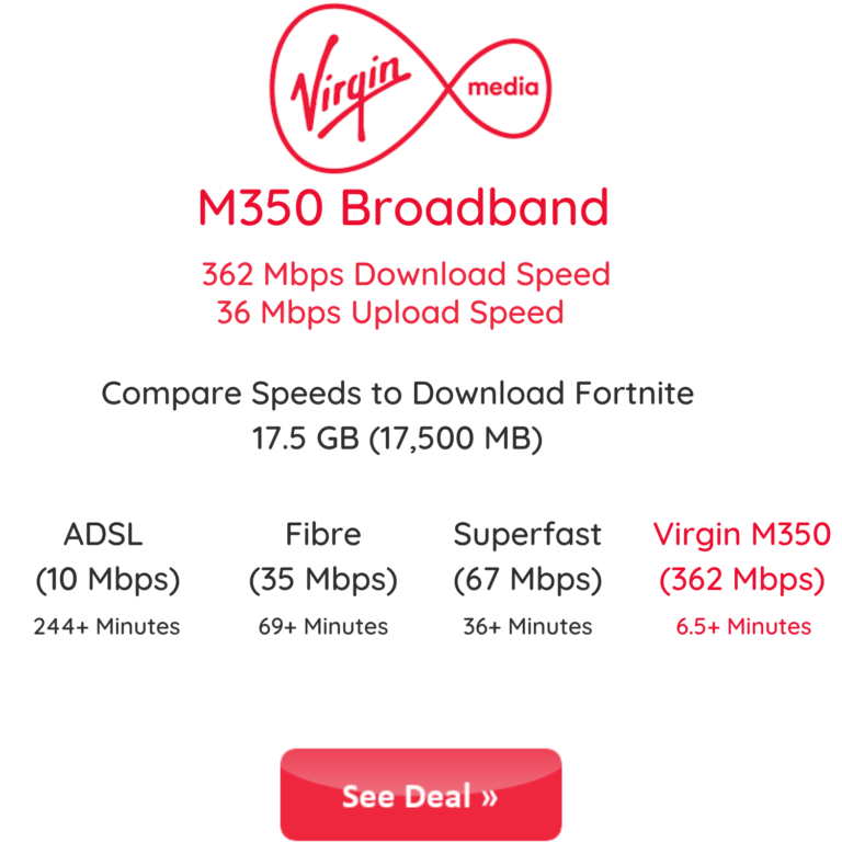 Virgin Media M350 Fibre Broadband 2025 : London Broadband - We Compare ...